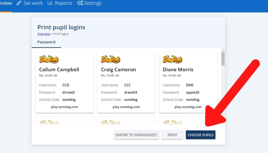 How do I find and share my students' login details?