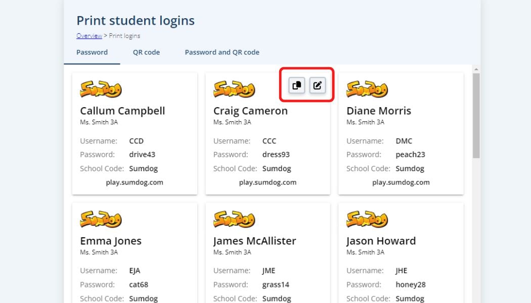 How do I find and share my students' login details?